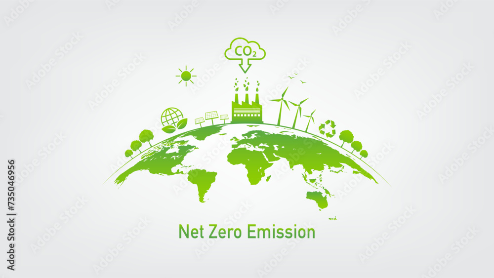 Net Zero target in 2050, CO2 reduction and Carbon Net zero emission ...