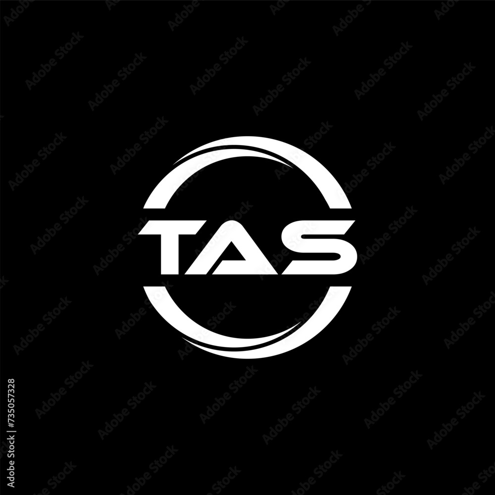 TAS letter logo design with black background in illustrator, cube logo ...