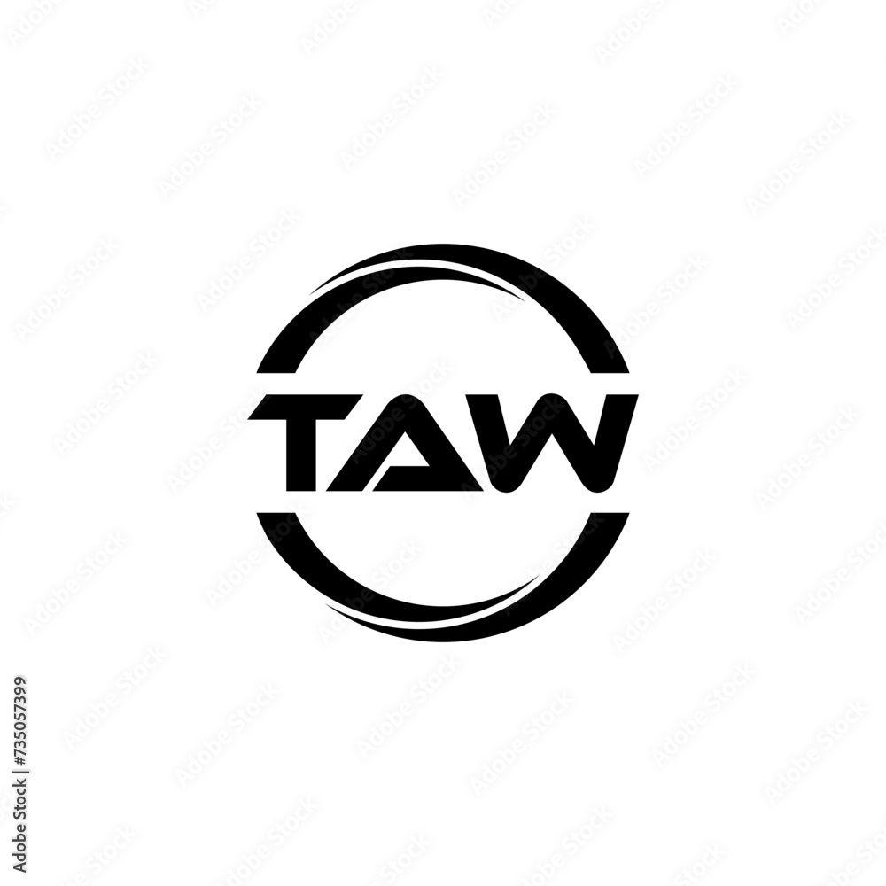 TAW letter logo design with white background in illustrator, cube logo ...