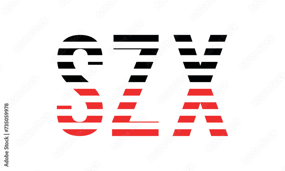 SZX three initial letter iconic line negative space minimal logo design ...