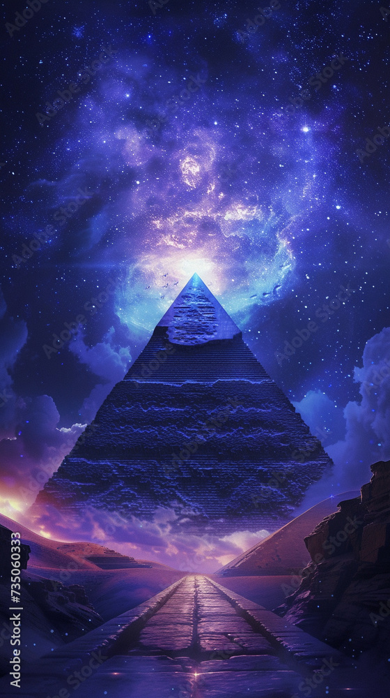 The pyramid stands as a beacon its apex a glowing portal connecting ...