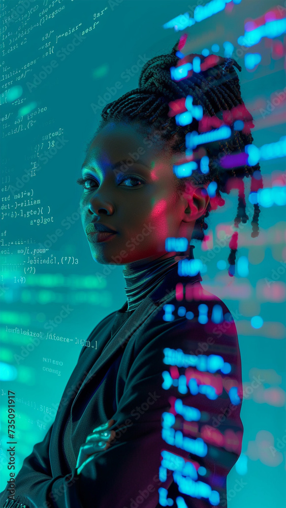 Female Computer Engineer Works on a Neural Network/ Artificial ...