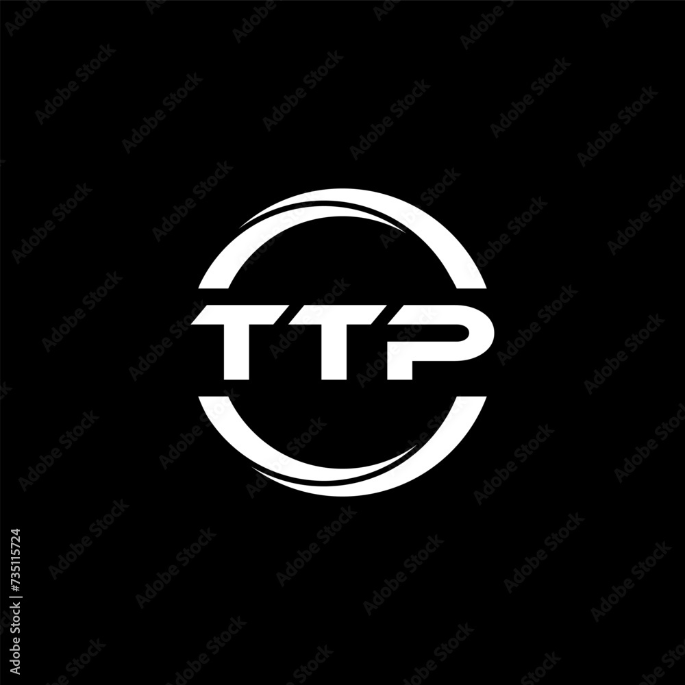 TTP letter logo design with black background in illustrator, cube logo ...