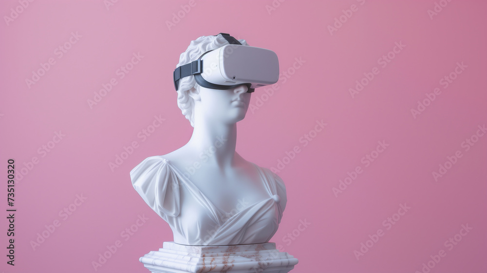 Classical Bust with VR Headset: A Fusion of Ancient Art and Modern ...