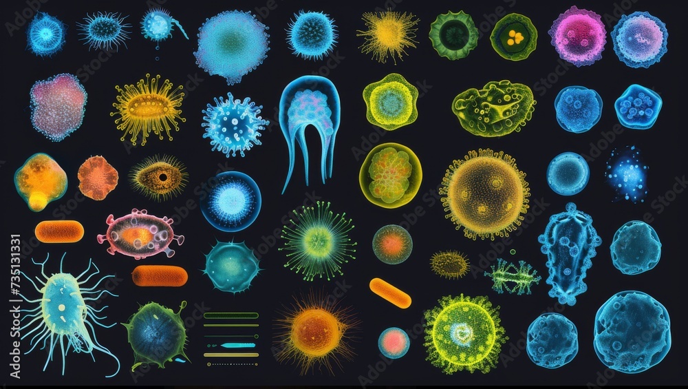 Microbiome intestine factories microbiota. Gut health. Many microbes ...