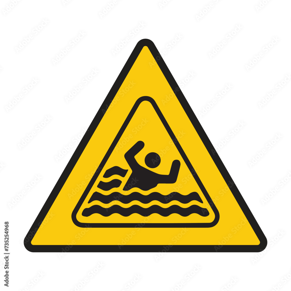 Beware Of Drowning Warning Symbol Stock Vector | Adobe Stock