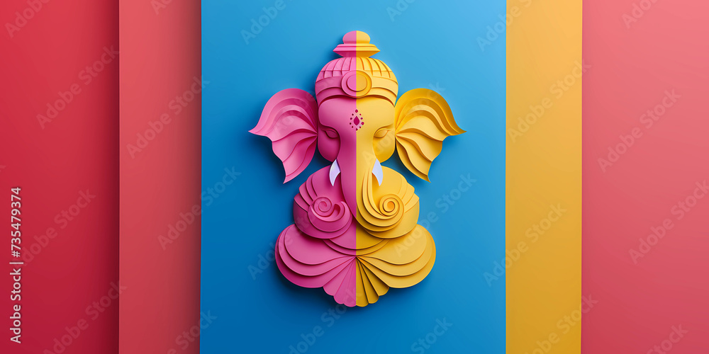 Colourful hindu god ganesha banner backdrop Stock Photo | Adobe Stock