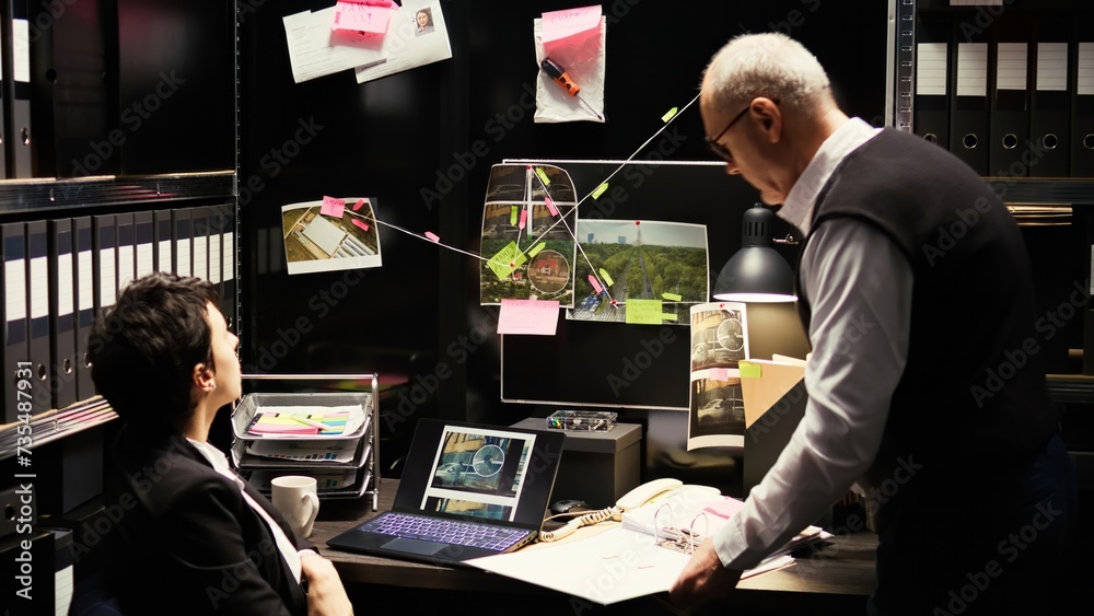 Law agents team inspecting clues and evidence authenticity, analyzing ...