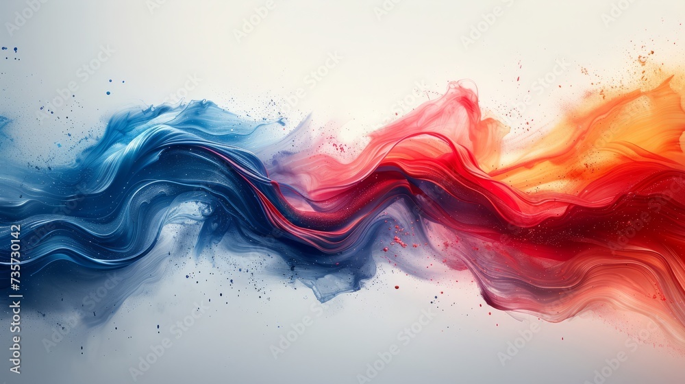 Blue and Red liquid splatter on White Surface, Bold and vibrant primary ...
