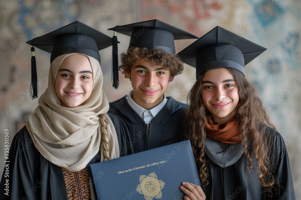 Multicultural Graduates with Diploma Celebrating Together. Young ...