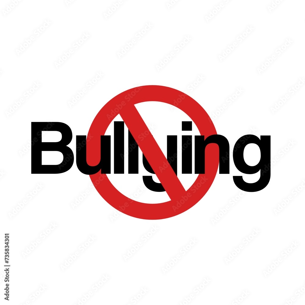 No Bullying Flat Style Sign. Red no sign. Stop Bullying simple banner ...