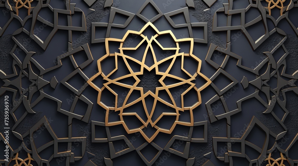 Islamic gold ornament vector on a geometric 3d shape background. Arabic ...