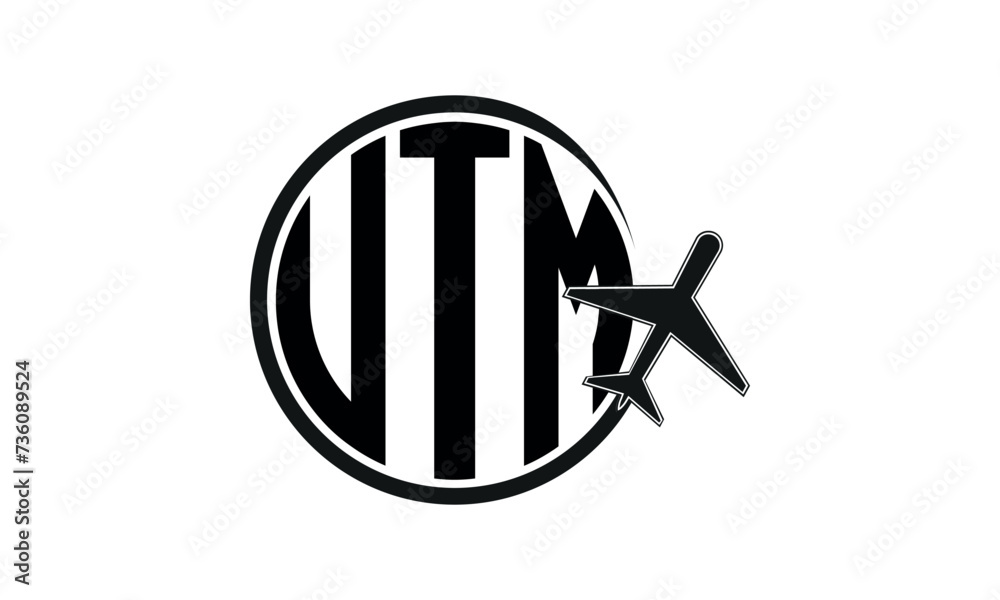 UTM three initial letter circle tour & travel agency logo design vector ...