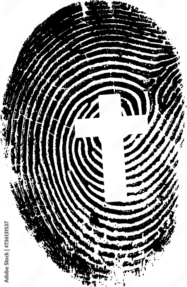 Fingerprint with christian cross symbol transparent background PNG ...
