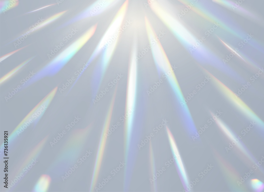 Prism light flare effect, overlay background with rainbow shine of ...
