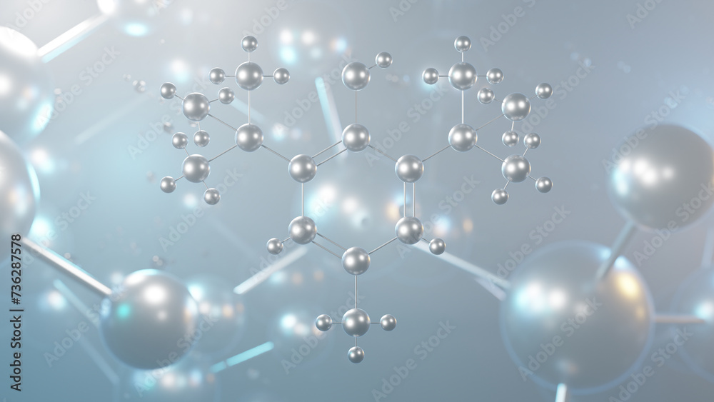 butylated hydroxytoluene molecular structure, 3d model molecule, food ...