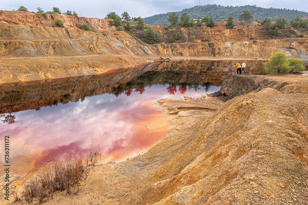 Colorful view of Sia Mine Red Lake, a former copper and pyrite mine ...