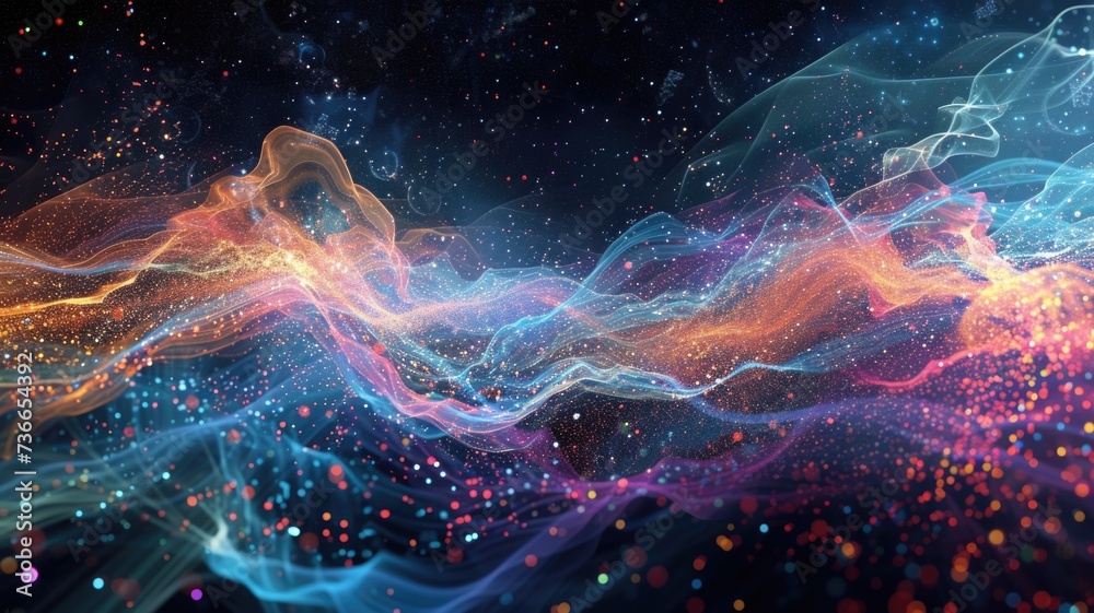 artistic representation of holographic data visualization, emphasizing ...