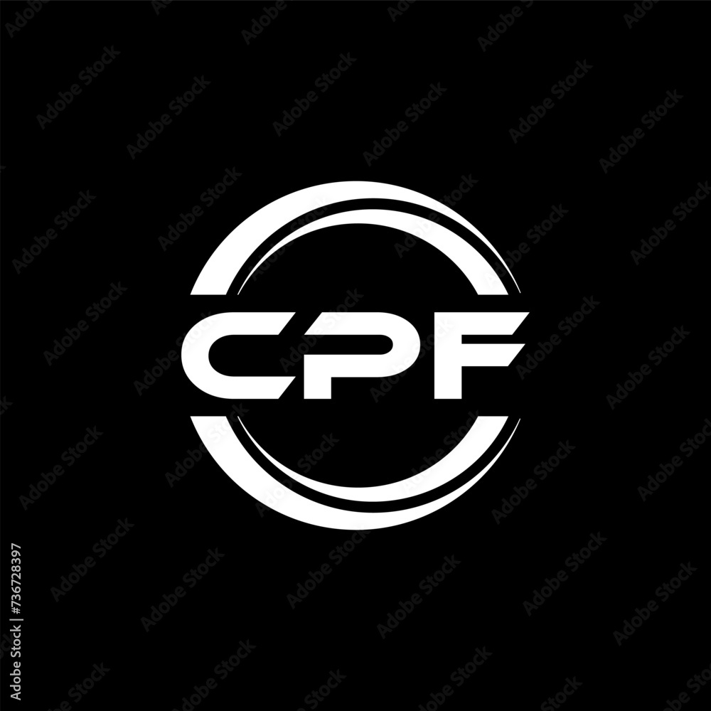 Stock-Vektorgrafik „CPF letter logo design with black background in illustrator, vector logo ...