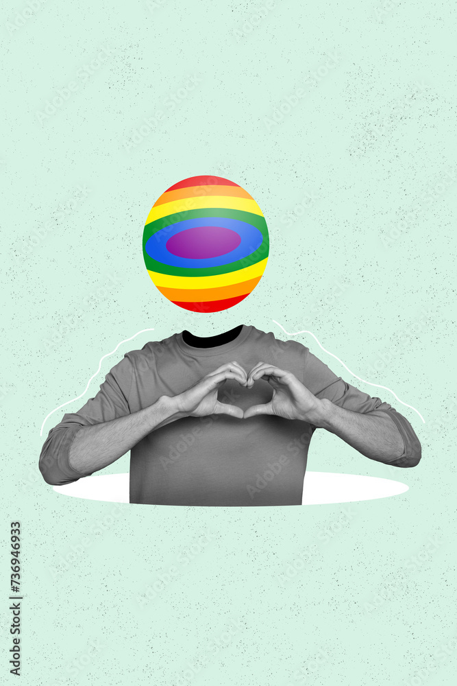 3d artwork template collage of headless man ball lgbt rainbow colors ...