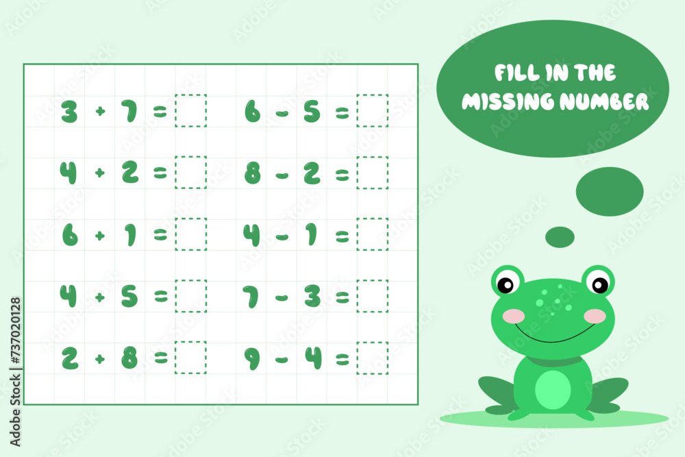 Addition and subtraction up to 10.Solve the equation.Math puzzle game ...