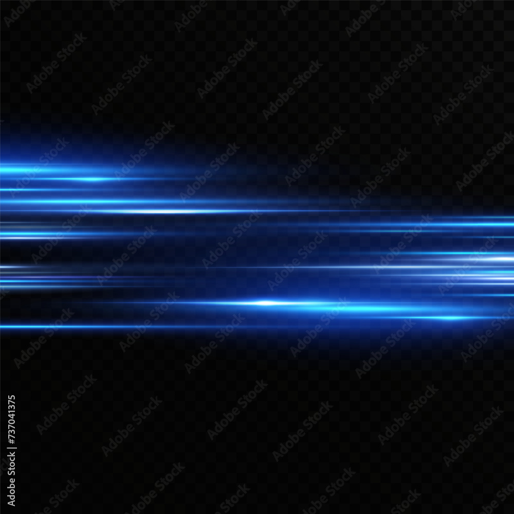 Neon lines moving light effect. Horizontal lines. Speed effect on a ...