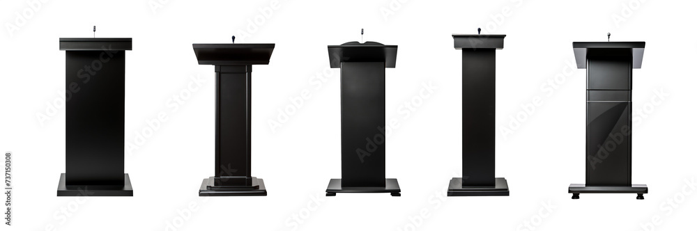 black speech stand and microphone - Podium set - lectern collection ...
