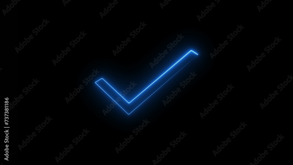 Abstract beautiful blue neon tick mark icon background illustration ...