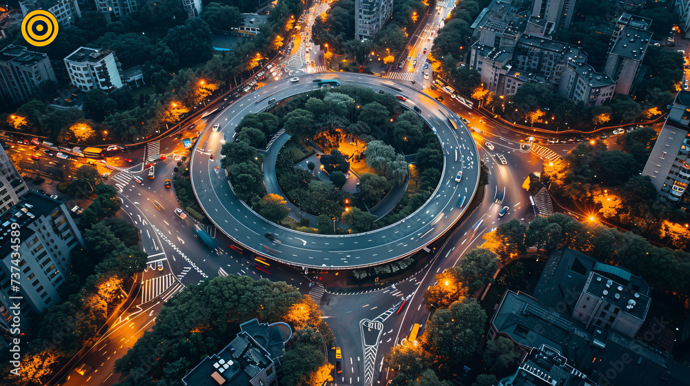 Arial top view of Modern transportation with Expressway, Road and ...