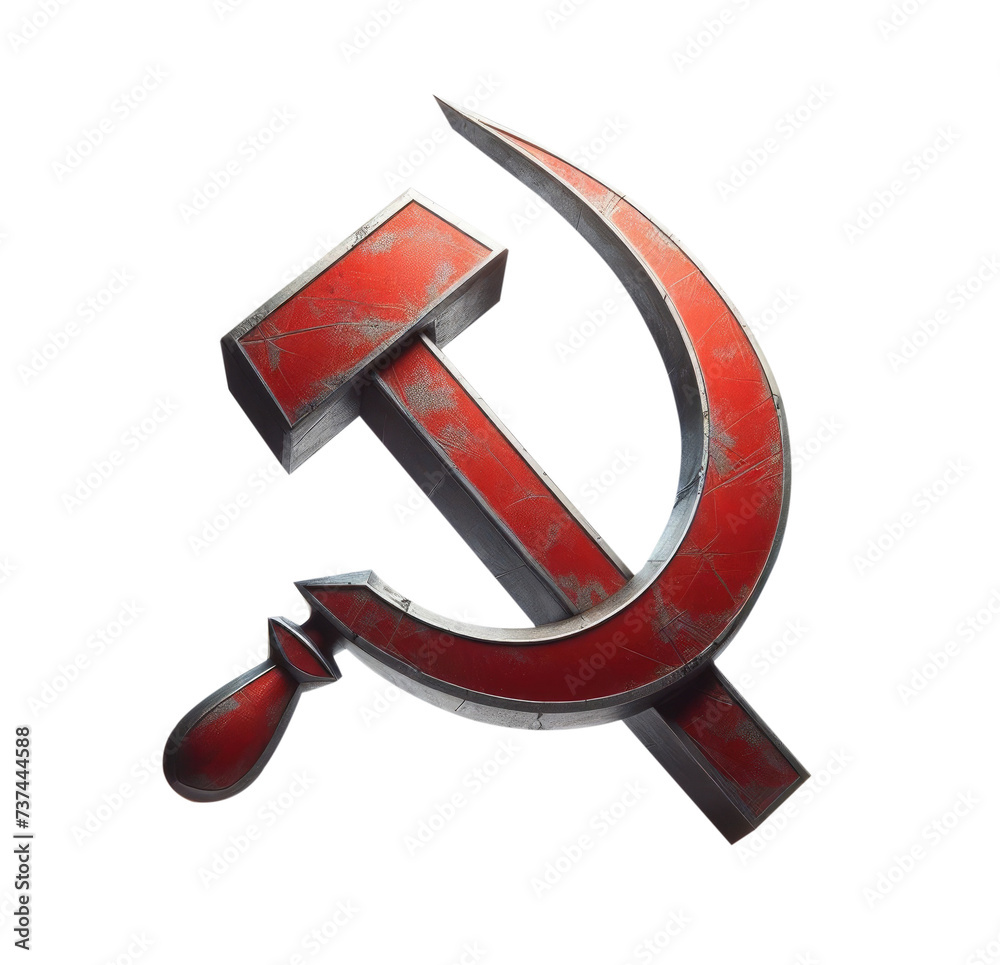Red iron Communism symbol of a hammer and a Hammer and Sickle. 3D ...