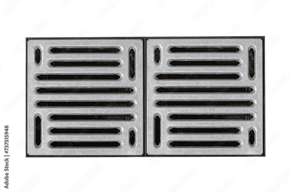 Iron drainage grate gutter cover isolated on transparent background ...