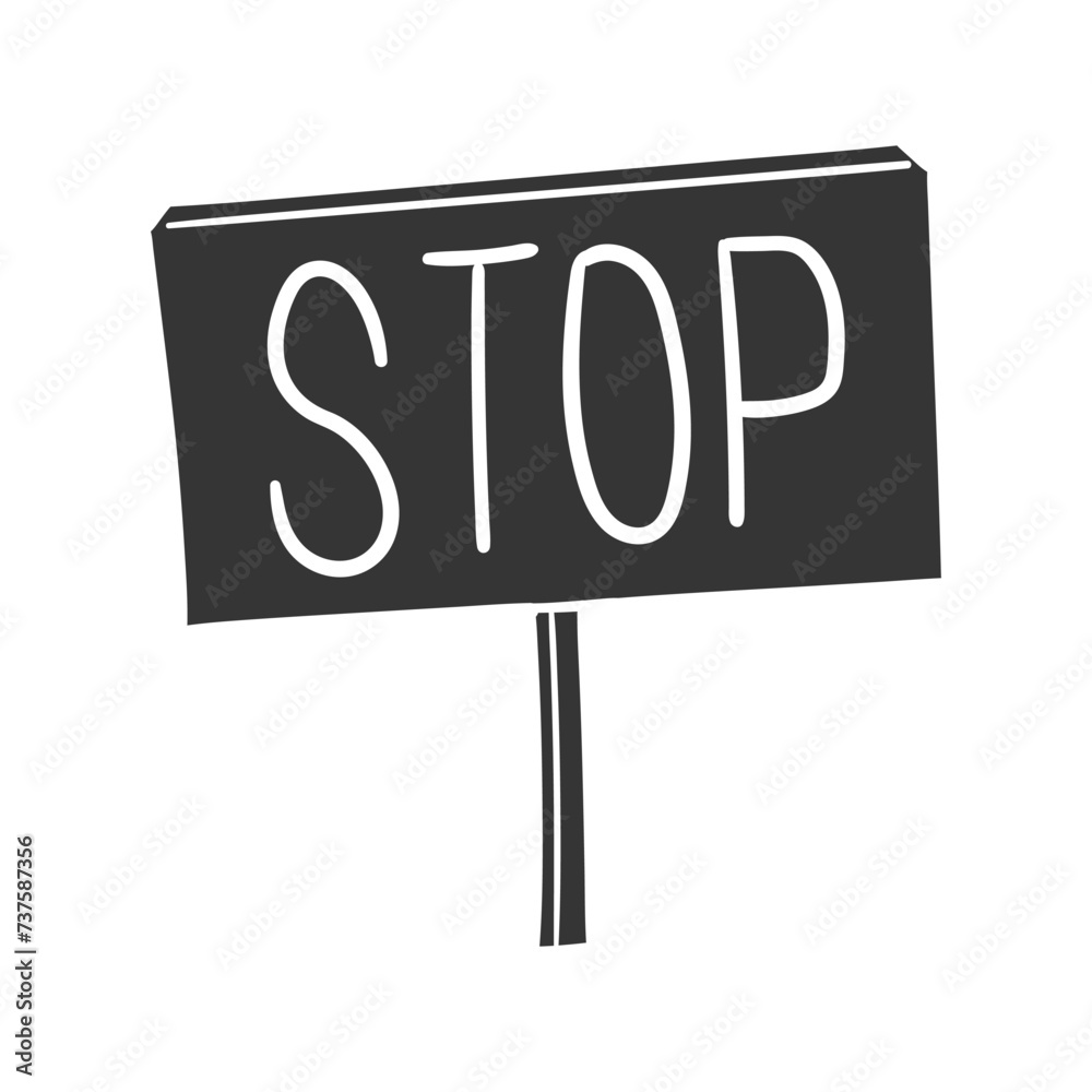 Stop Sign Icon Silhouette Illustration. Activist Vector Graphic ...