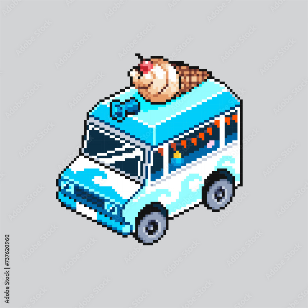 Pixel art illustration Ice Cream Van. Pixelated Ice Cream Truck. Ice ...