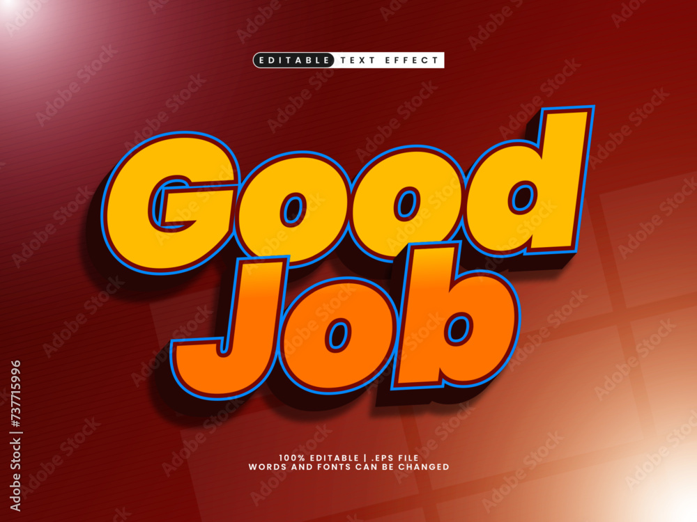 good job editable text effect with kids style Stock Vector | Adobe Stock