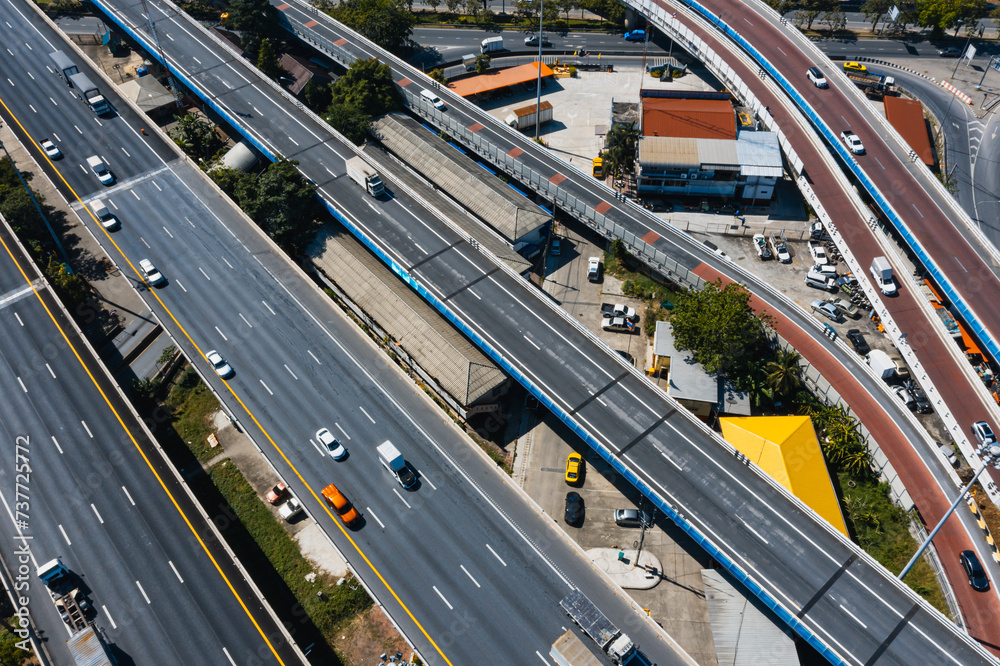 Modern Clever transportation with Expressway top aerial view, highway ...