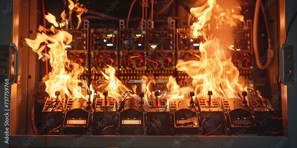 Fire outbreak in electrical panel short circuit in house or factory ...