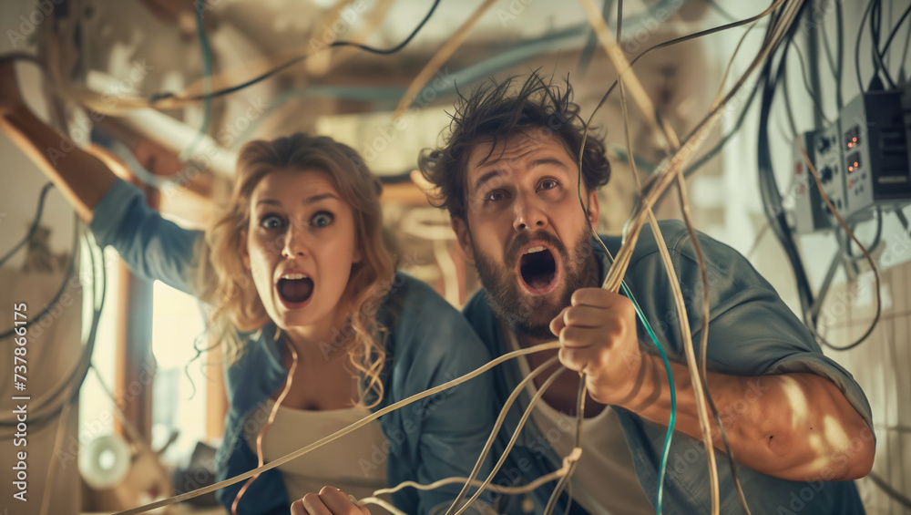 frustrated homeowners as an electrical cable malfunctions in the ...