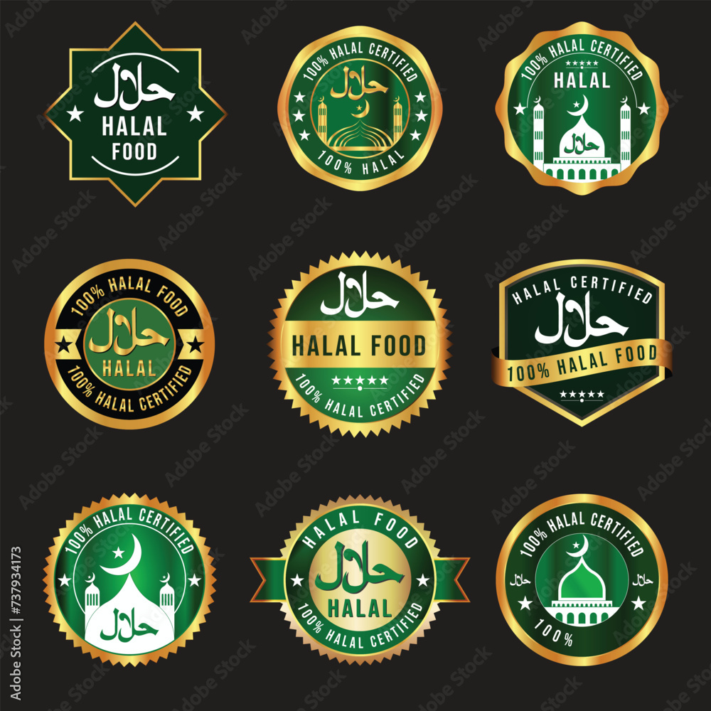 Halal Certified logo. Halal badge, Round stamp and vector logo. Halal ...