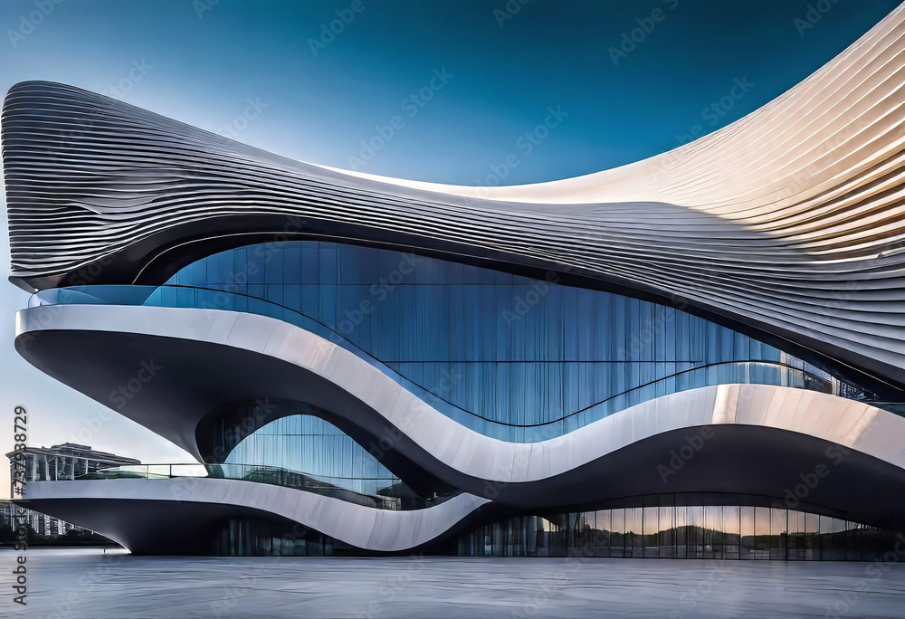 A futuristic striking architectural masterpiece, a concrete building ...