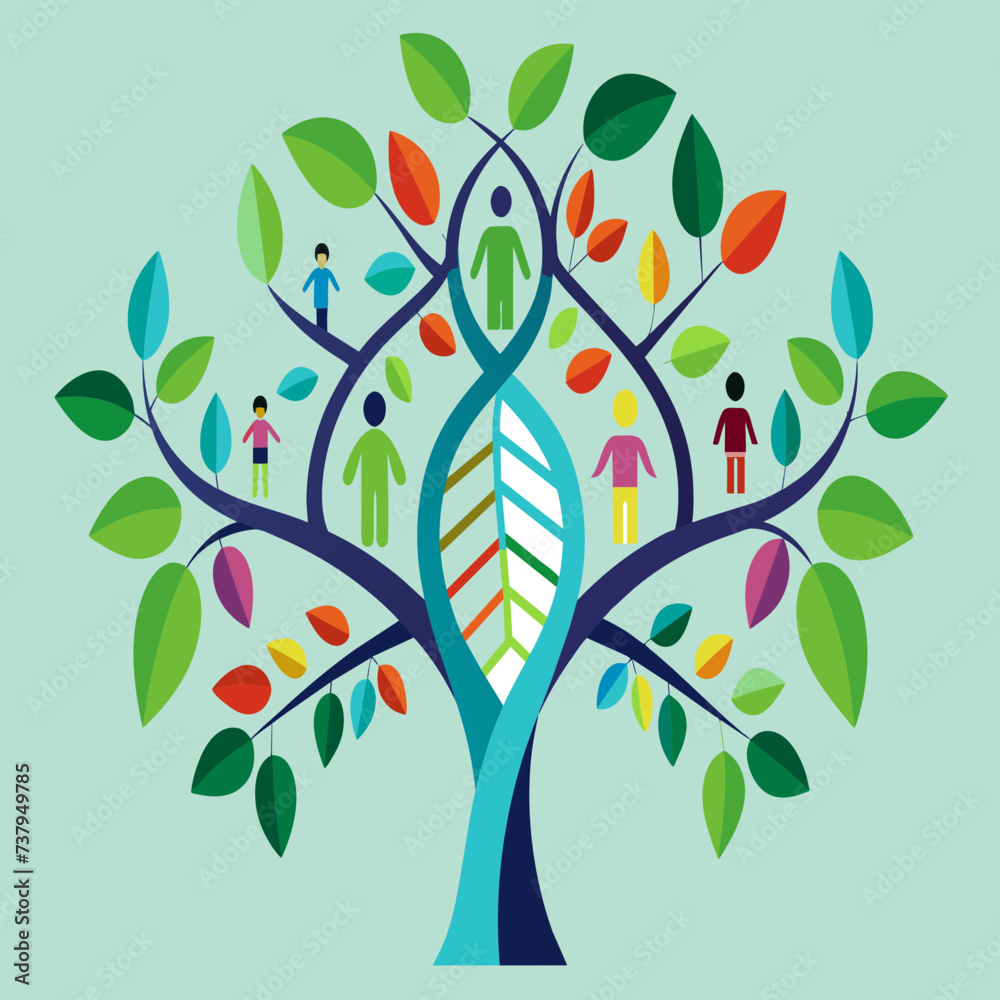 DNA strands forming the branches of a family tree vektor illustation ...