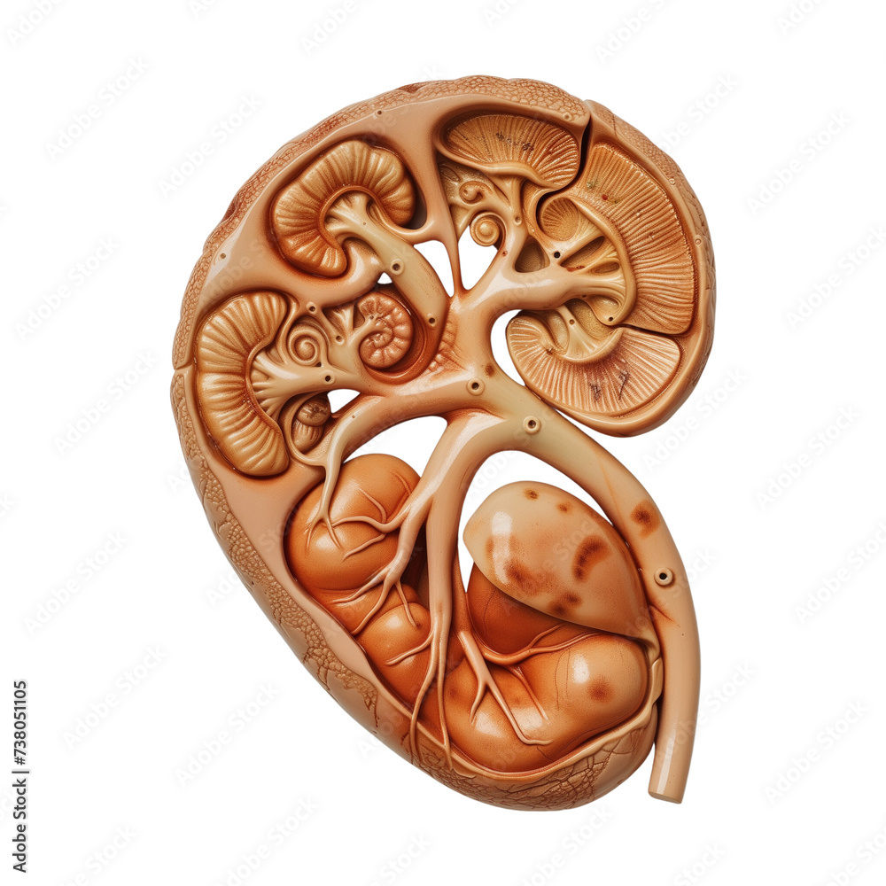 Realistic human kidney cross section isolated on transparent or white ...