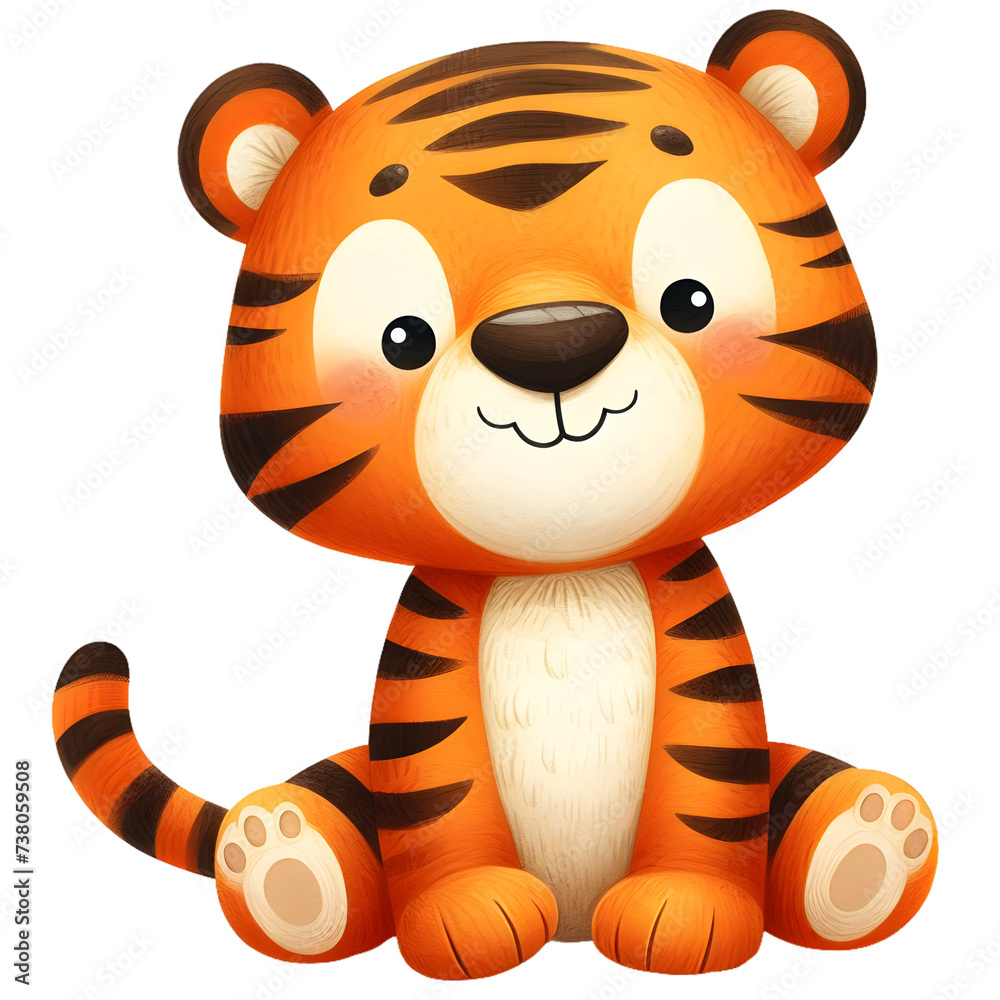 Kawaii tiger clipart, Safari jungle animal PNG clipart, Nursery book ...