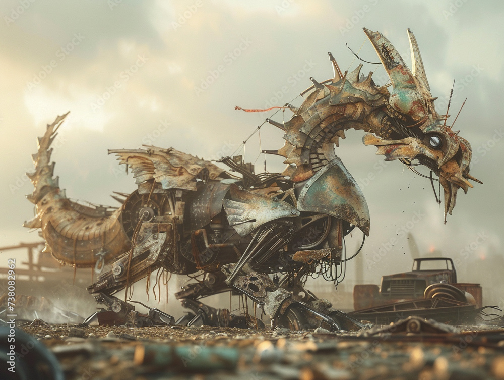 An awe inspiring 3D render highlighting the amalgamation of a junkyards ...