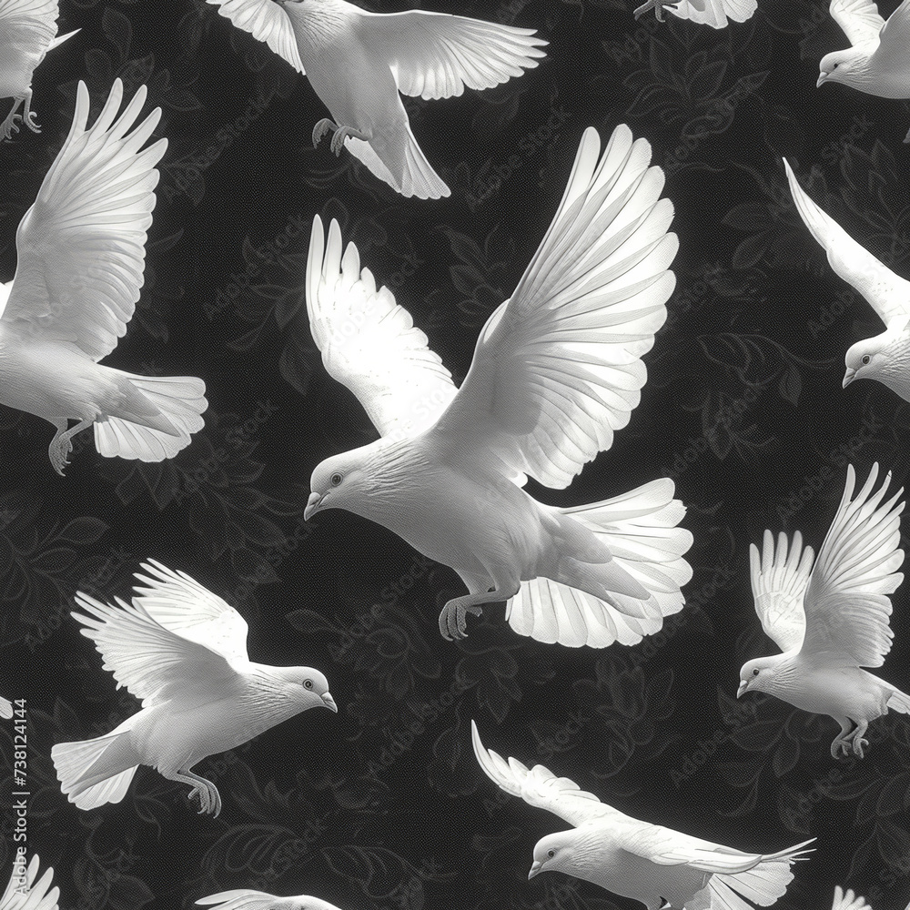 Tile with doves, pigeon as background and to fill areas, ai generated ...