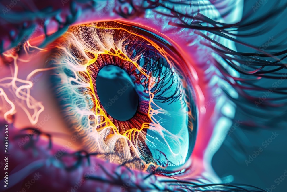 A detailed close-up photograph of a brown human eye, showcasing the ...