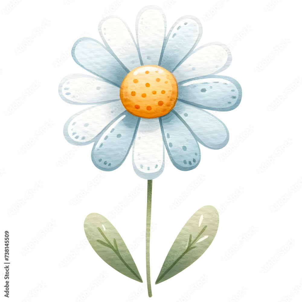 Cute watercolor daisy flower clipart with transparent background Stock ...