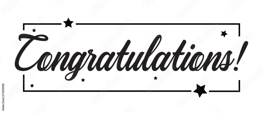 congratulations message with stars inside a thin frame. Elegant ...