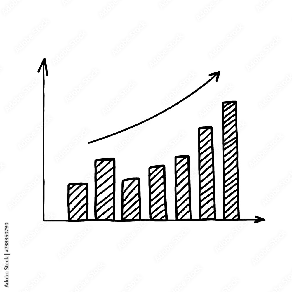 Hand drawn graph of growth on transparent background Stock Illustration ...