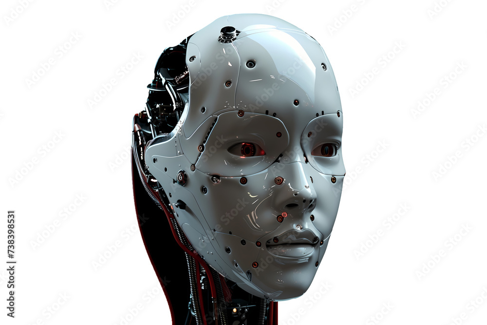 Front View of a Realistic Exoskeleton Cyborg male face PNG isolated on ...