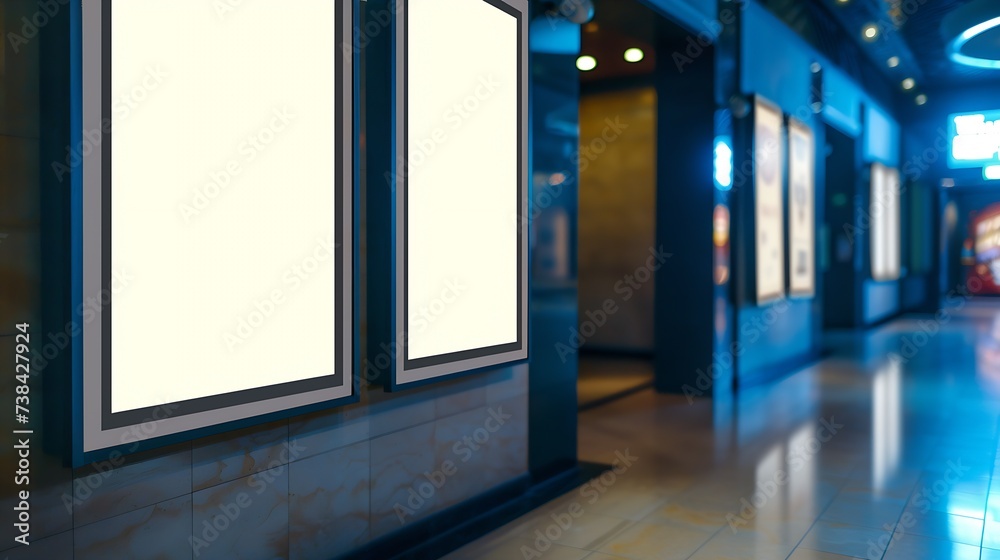 Three movie poster frames along the walkway in modern interior design ...